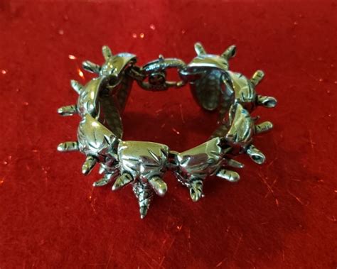 Rare Mens Heavy Stainless Steel Rhino Bracelet Gem