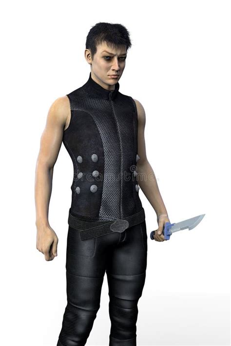 Brooding Urban Fantasy Man Standing In An Assertive Pose And Holding A