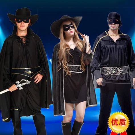 Halloween Party Dress Adult Zorro Cosplay Costume Woman And Man