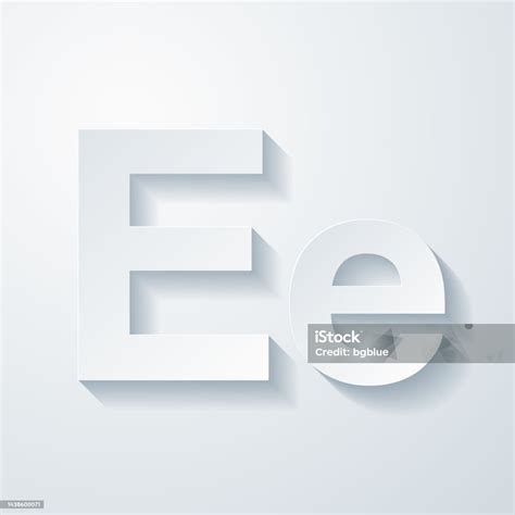 Letter E Uppercase And Lowercase Icon With Paper Cut Effect On Blank