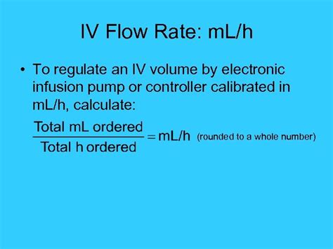 Advanced Adult Intravenous Calculations IV Flow Rate