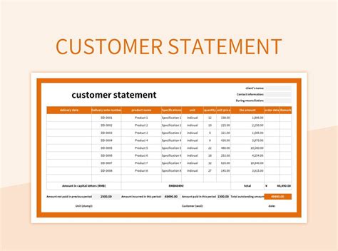 Customer Statement Excel Template And Google Sheets File For Free Download Slidesdocs