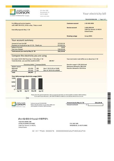 Usa Southern California Edison Utility Bill Template In Word And Pdf Format