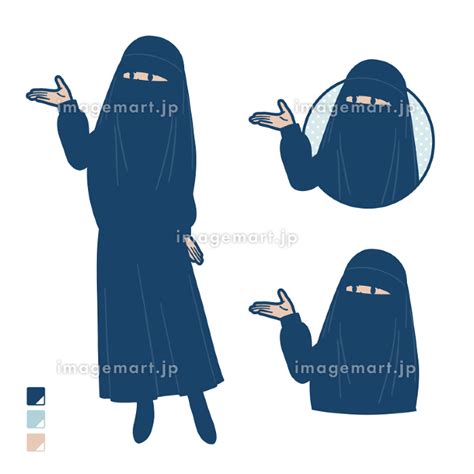 ニカブを着たイスラム教徒の女性が解説しているイラスト 202272860 イメージマート