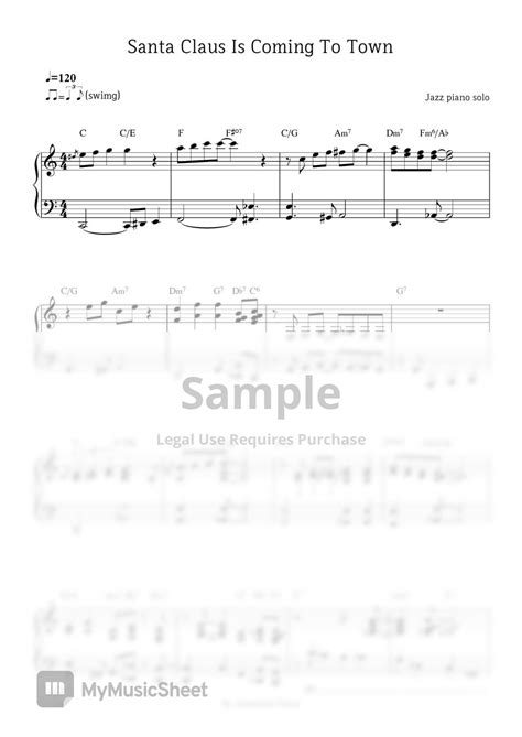 Carol Santa Claus Is Coming To Town Sheets By Immanuel Piano