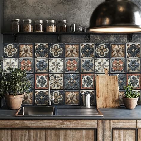 Vintage Spanish Tile Stickers Peel And Stick Backsplash Waterproof Etsy