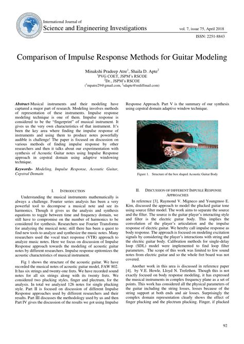 pdf comparison of impulse response methods for guitar modeling