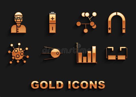 Set Satellite Magnet Glasses Pie Chart Infographic Bacteria