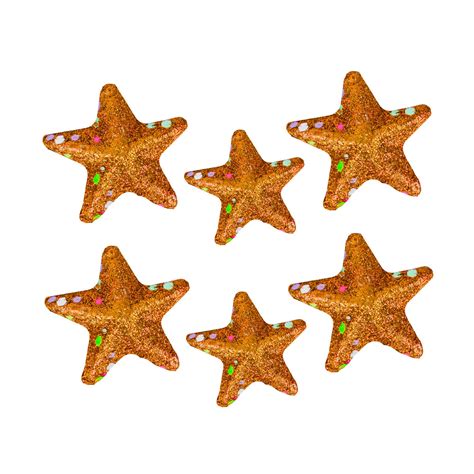 Mini Estrellas Con Diamantina Color Naranja 6 Piezas Waldos