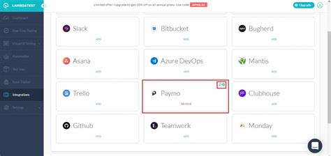 Paymo Integration Lambdatest