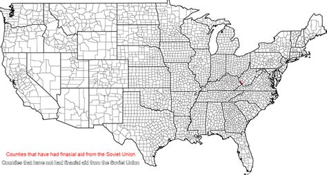 Map Of Us Counties That Have Received Financial Aid From The Soviet