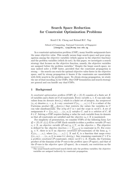 pdf search space reduction for constraint optimization problems