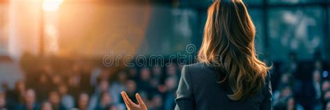 Female Conference Speaker In Action Ai Generated Stock Illustration