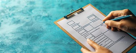 Productivity Workflow Execution Concept A Person Sketching A Flowchart On A Clipboard With A