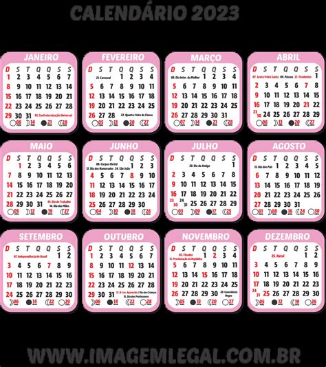 Calendário 2023 Rosa Claro Imagem Legal