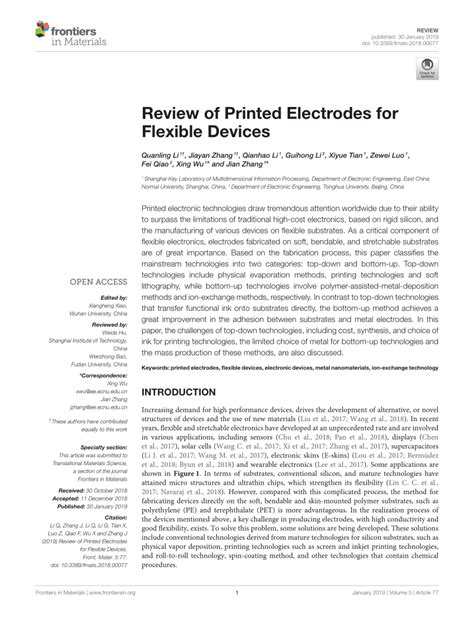 Pdf Review Of Printed Electrodes For Flexible Devices