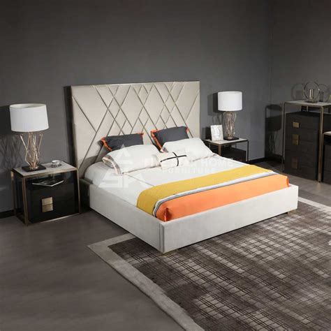 Glam Beige Velvet Upholstered Bed