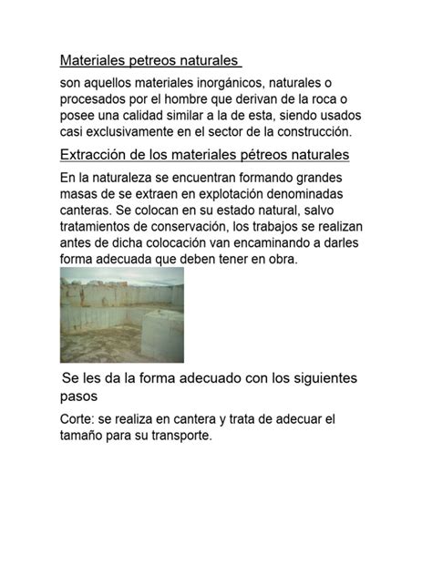 Extracción De Los Materiales Pétreos Naturales Pdf Cantera Albañilería
