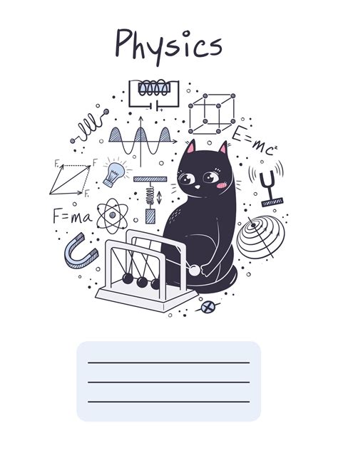 Workbook Cover For School Subject Physics With Cute Cat 26909947