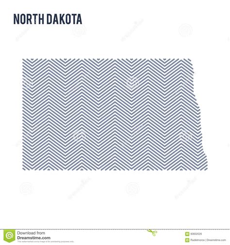 Vector Abstract Hatched Map Of State Of North Dakota Isolated On A White Background Stock