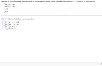 Answered Determine The Corresponding Linear System And Restate The