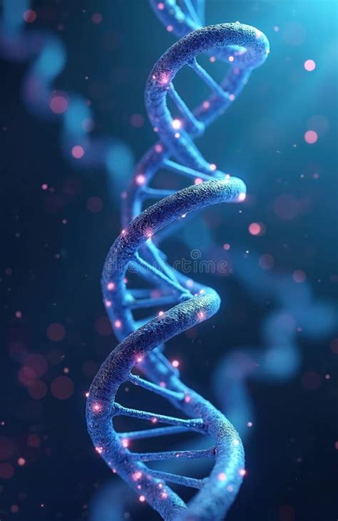 Rotating Dna Helix On Dark Blue Abstract Background With Bokeh Lights Deoxyribonucleic Acid