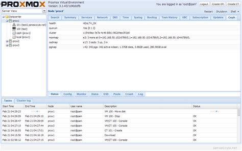 Ceph Status Screen JamesCoyle Net Limited