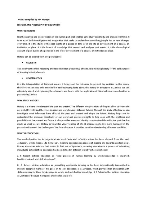 History And Philosophy Of Education Notes Pdf Learning Christian