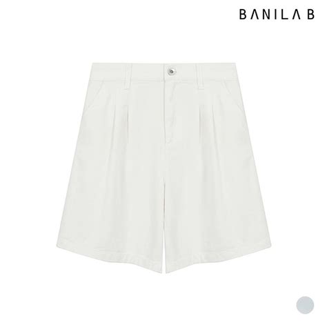 포스티 바닐라비 여성 화이트 투턱 와이드 쇼츠 팬츠