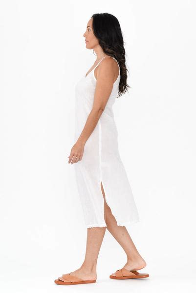White Cotton Maxi Slip Dress Blue Bungalow Usa