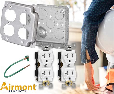 Outlet Box Kit Includes 4x4 Drawn Metal Electrical Box 2 Tamper