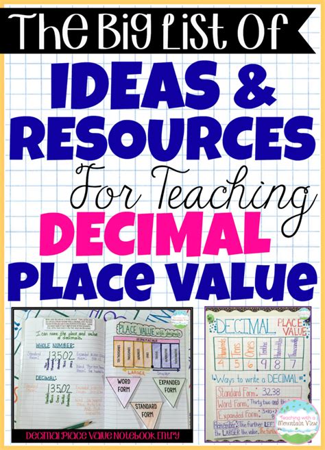 Decimal Place Value Resources Teaching Ideas Teaching With A Mountain View