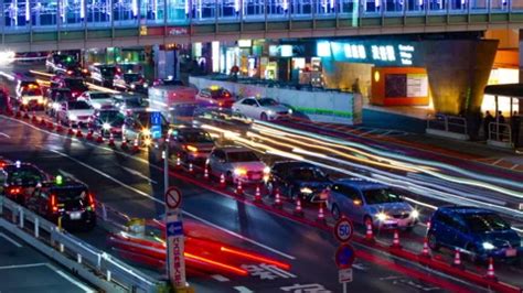 A Night Timelapse Of The Neon Street In Stock Video Pond5