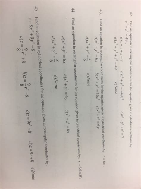 solved find an equation in rectangular coordinates for the
