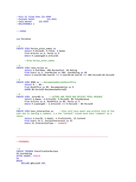 Views Triggers And Stored Procedures 1 Pdf Computing Data Management
