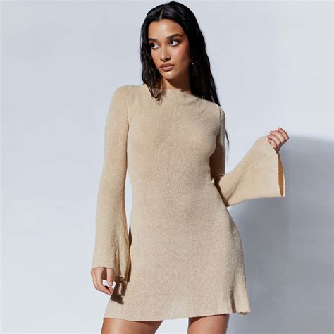 Mini Sweater Dress For Women Sexy Black And White Bodycon Mini Knit