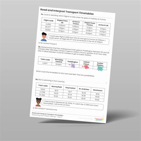 Year 5 Read And Interpret Transport Timetables Reasoning And Problem Solving Resource