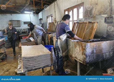 Workers Process Pulp At A Small Paper Factory Editorial Photography