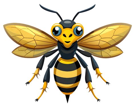 Cartoon Wasp Isolated On Transparent Background Detailed And Fierce