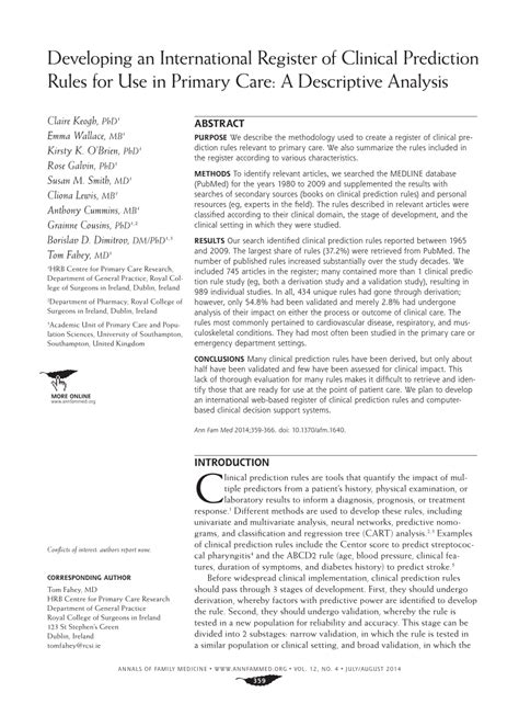 Pdf Developing An International Register Of Clinical Prediction Rules