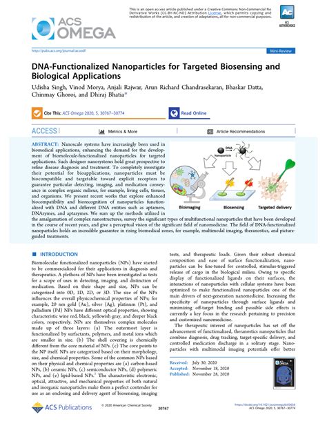 Pdf Dna Functionalized Nanoparticles For Targeted Biosensing And Biological Applications