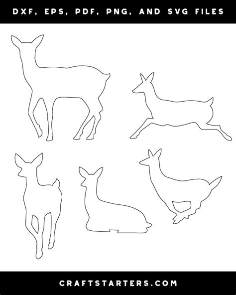 Doe Outline Patterns Dfx Eps Pdf Png And Svg Cut Files Artofit