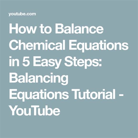 How To Balance Chemical Equations In 5 Easy Steps Balancing Equations Tutorial YouTube