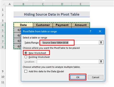 How To Hide Source Data In Excel Pivot Table With Easy Steps