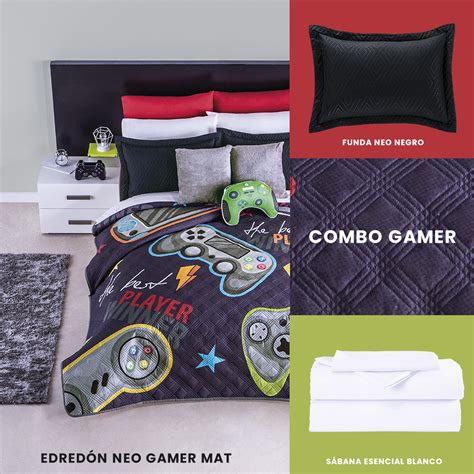 Juego de edredón Gamer con fundas para almohada y sábanas
