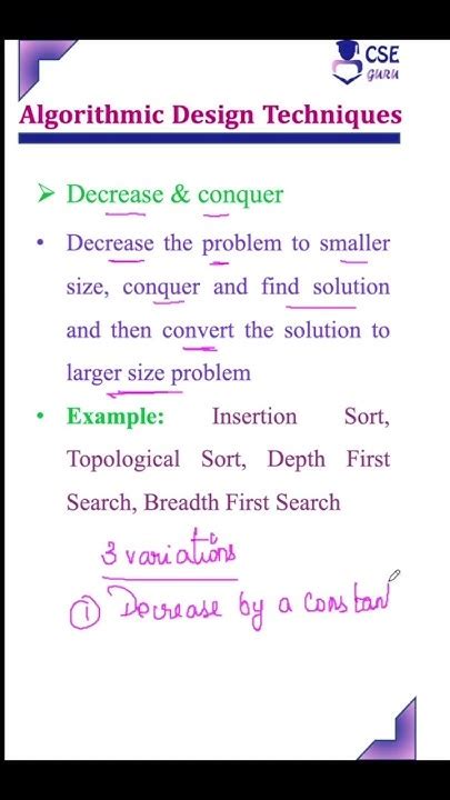 Decrease And Conquer Technique Cseguru Algorithm Ada
