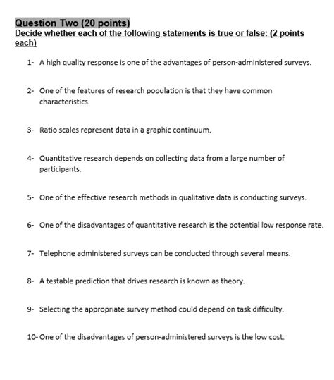Solved Question Two 20 Points Decide Whether Each Of The