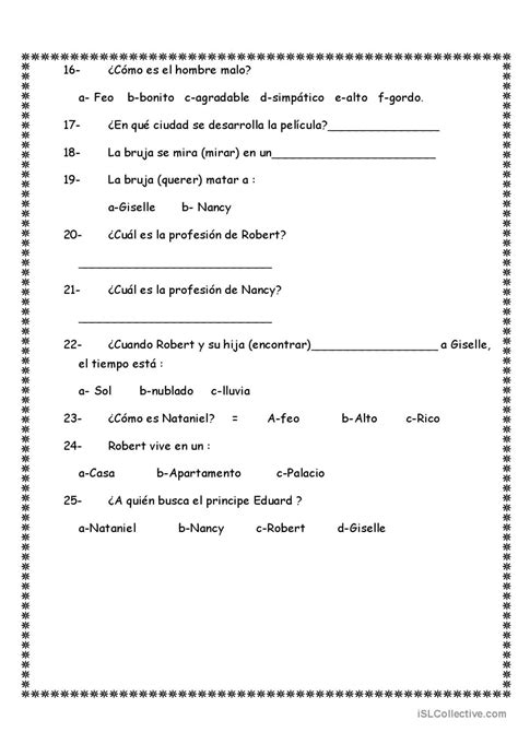 PELICULA ENCANTADA comprensión lec English ESL worksheets pdf doc