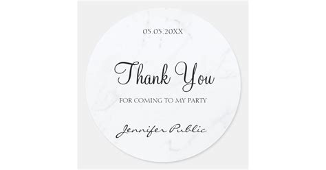 Elegant Thank You Hand Script Text Marble Template Classic Round