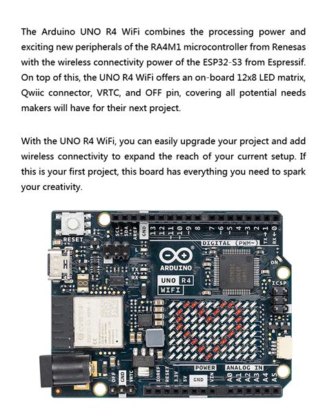 Arduino Uno R4 Wifi Development Board Merge Ra4m1 And Esp32 S3